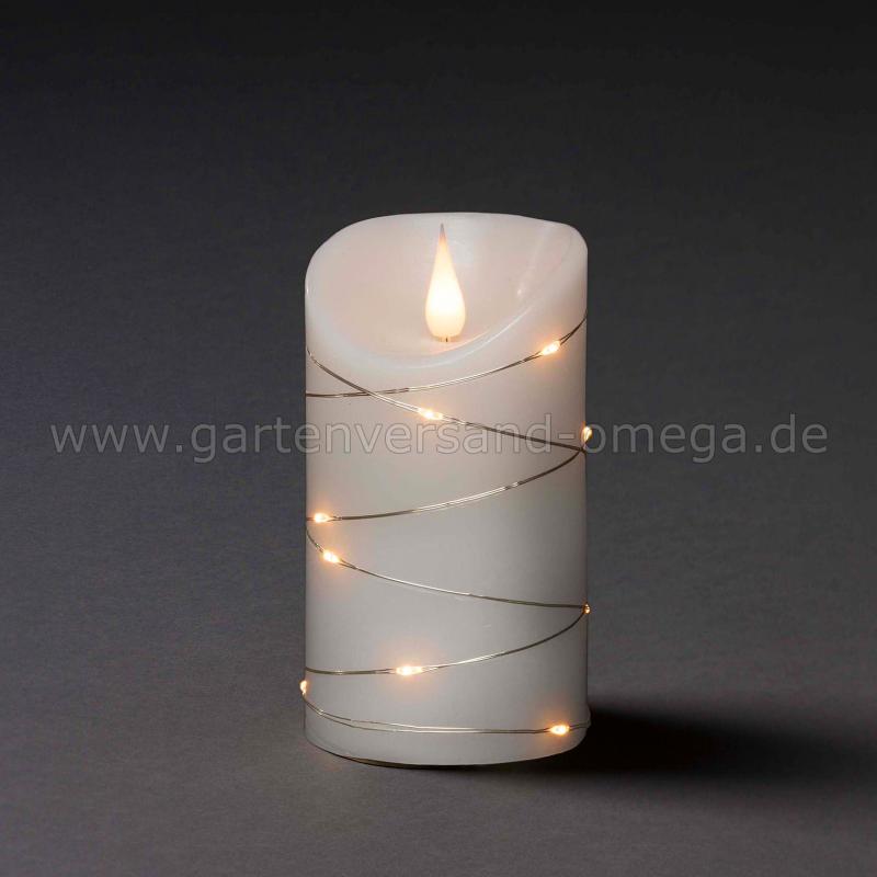 LED-Echtwachskerze mit 3D-Flamme und silbernem Draht - LED-Kerze ...